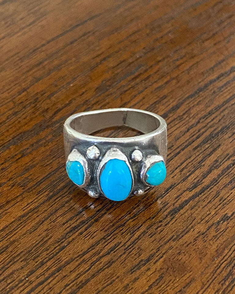 Navajo Ingot Ring With Three Stones | Silver Plume